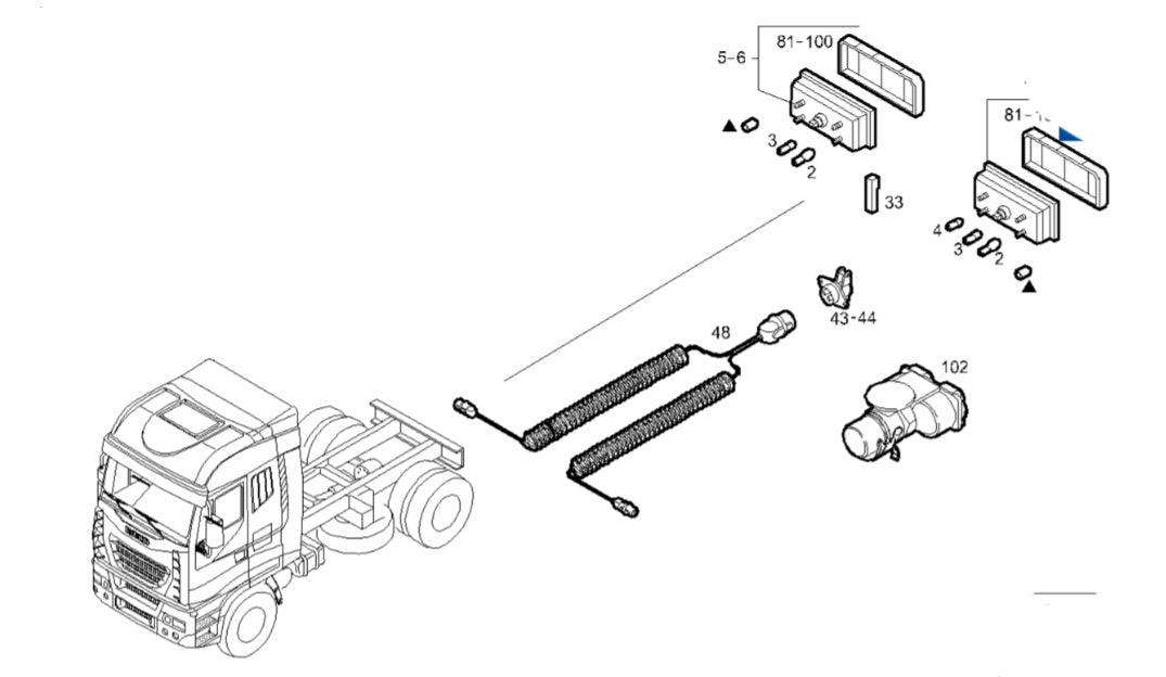 93161844 PLASTICA POSTERIORE FANALE 7 FUNZIONI AFTERMARKET IVECO SCANIA ...