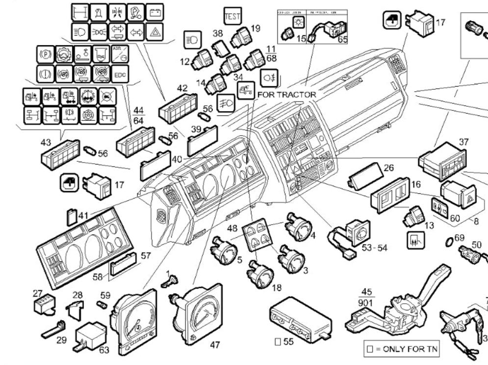 41200567 INTERRUTTORE POMELLO ACCENSIONE LUCI IVECO EUROCARGO EUROTECH ...