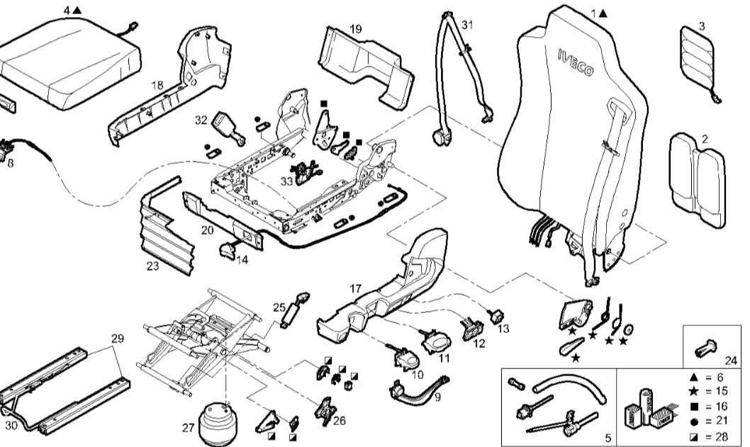42559247 KIT-SEDILI TUBI/RACCORDI ISRI IVECO STRALIS TRAKKER EUROCARGO ...
