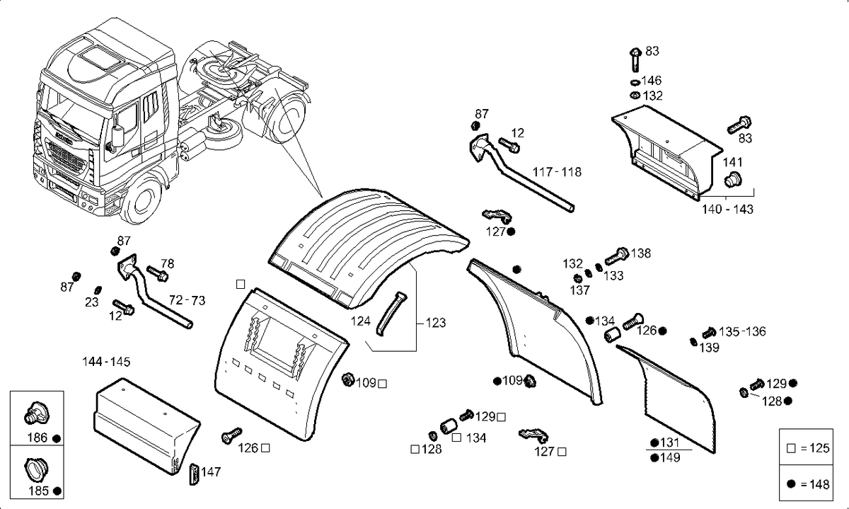 2997670 TIRANTE IN GOMMA PARAFANGHI POSTERIORI STRALIS TRAKKER EUROSTA ...