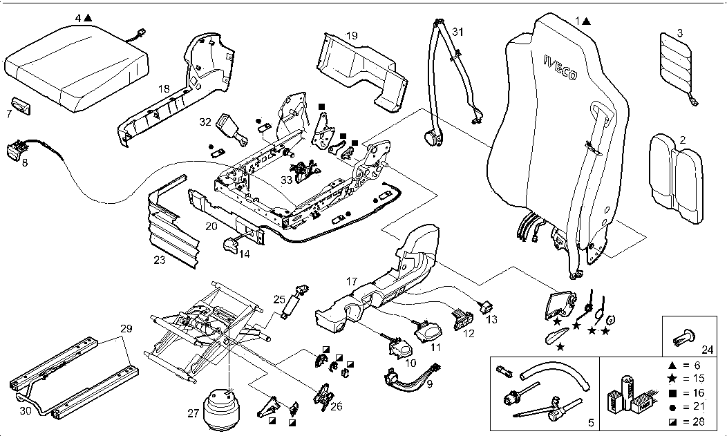 42538424 AMMORTIZZATORE SEDILE ISRI IVECO STRALIS TRAKKER HI-WAY ASTRA ...