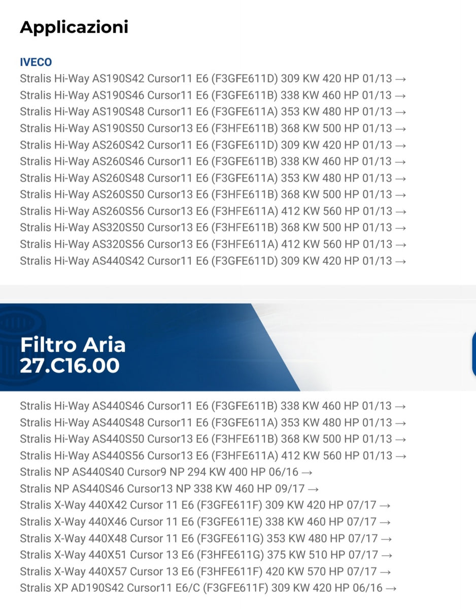 5801400571 FILTRO ARIA IVECO STRALIS TRAKKER EURO6 HI WAY S-WAY X-WAY ...
